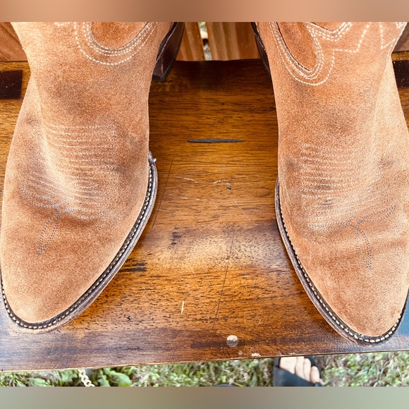 Tony Lama | Shoes | Vintage Tony Lama Full Rough Out Suede Cowboy Boots ...